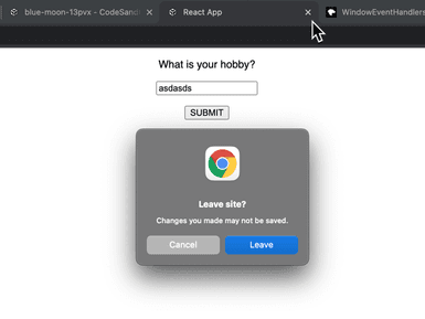 Show prompt when exiting a page in a react app for unsaved changes