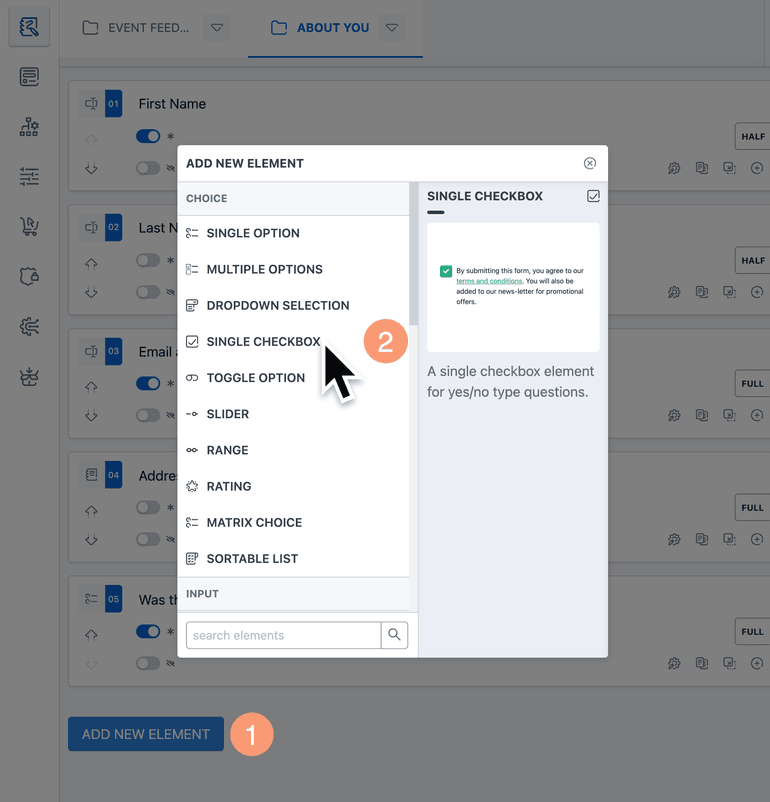 Add and configure elements in the form builder Add and configure elements in the form builder
